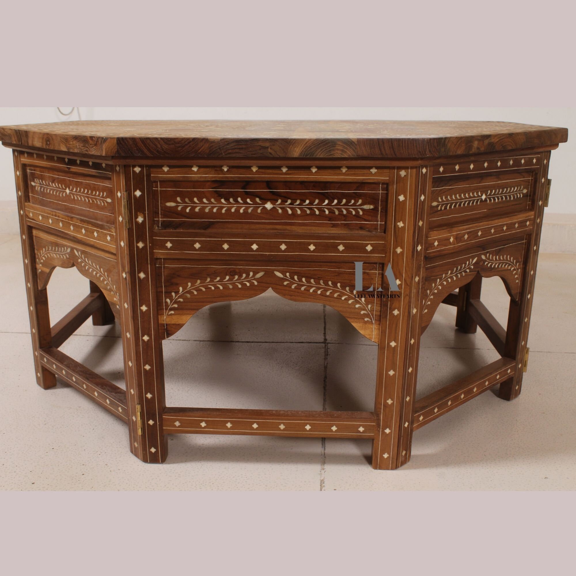 Wood Bone Inlay Octagon Side Table / Coffee Table / Inlay Coffee Table ...