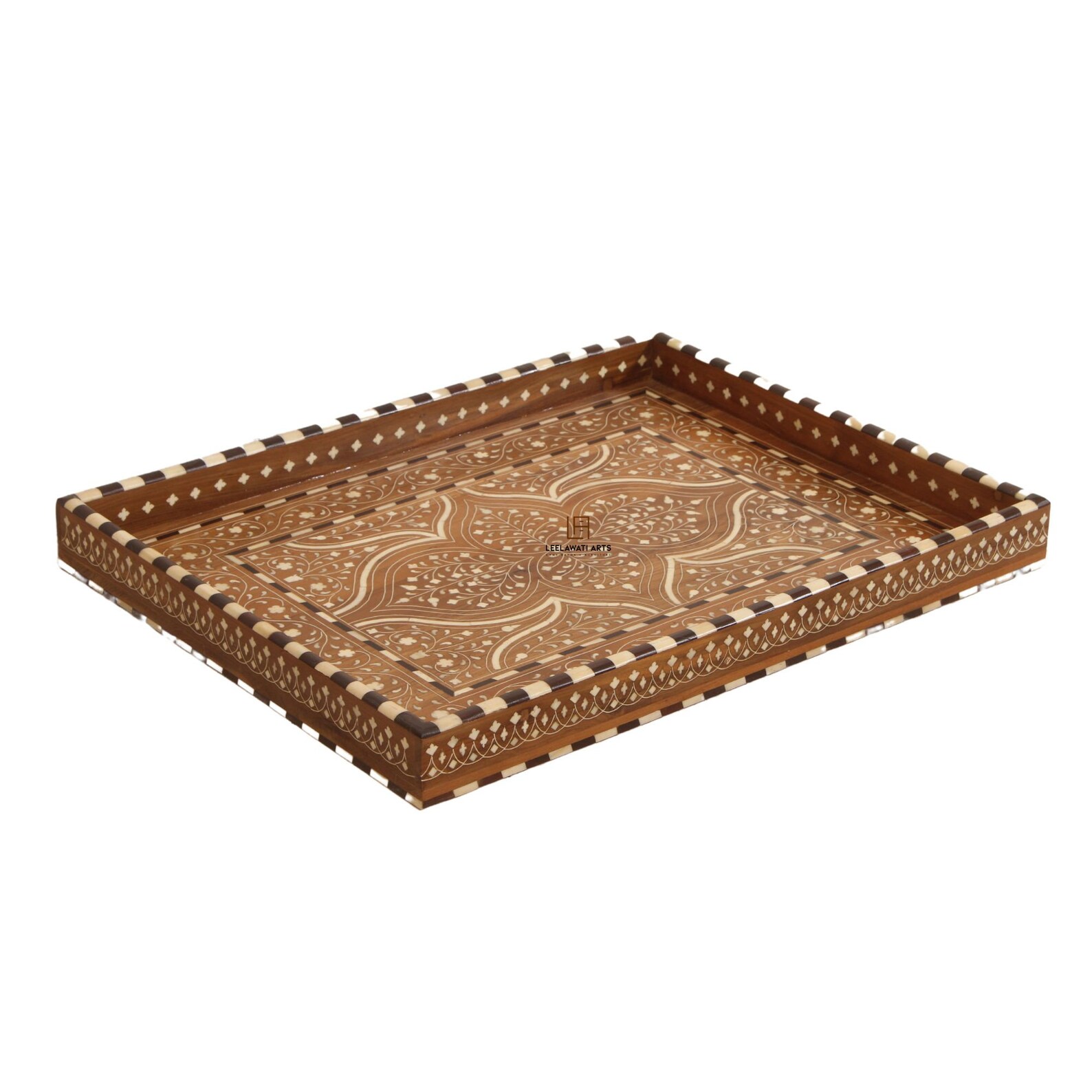 Home Decorative Wood Bone Inlay Serving Tray Wood Inlaid Design ...