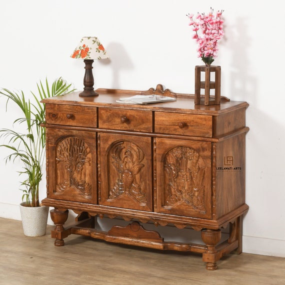 Home Decorative Unique Hand Curved Wood Inlay Small Buffet Table Animal Hand Curved Buffet With Good Space and Storage Etsy UK