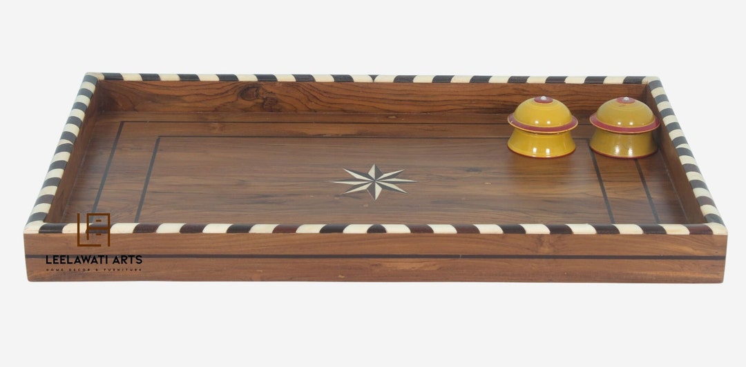 Wood Inlay Serving Tray Antique Design Handmade Tray - Etsy