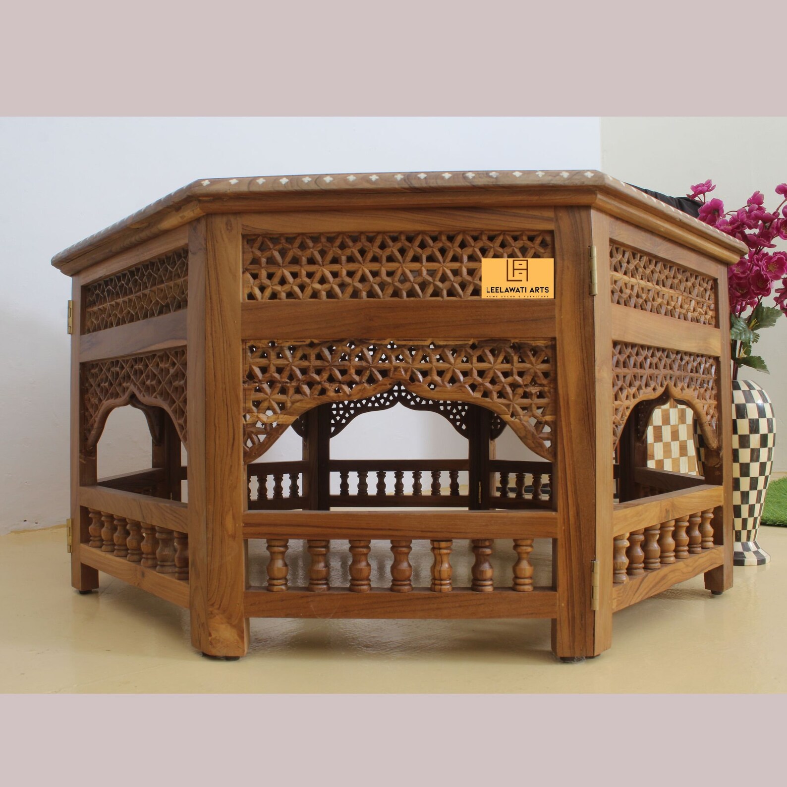 Wood Bone Inlay Coffee Table Wood Inlaid Coffee Table Octagonal Inlaid ...