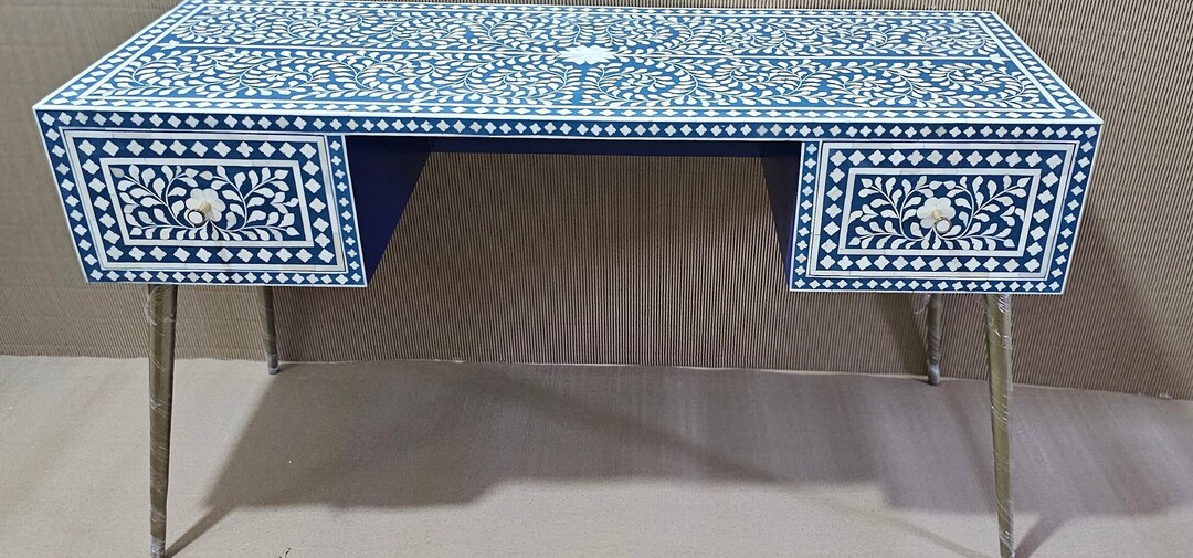 Bone Inlay Fruniture, Bone Inlay Desk, Bone Inlay Console Table With 2 ...