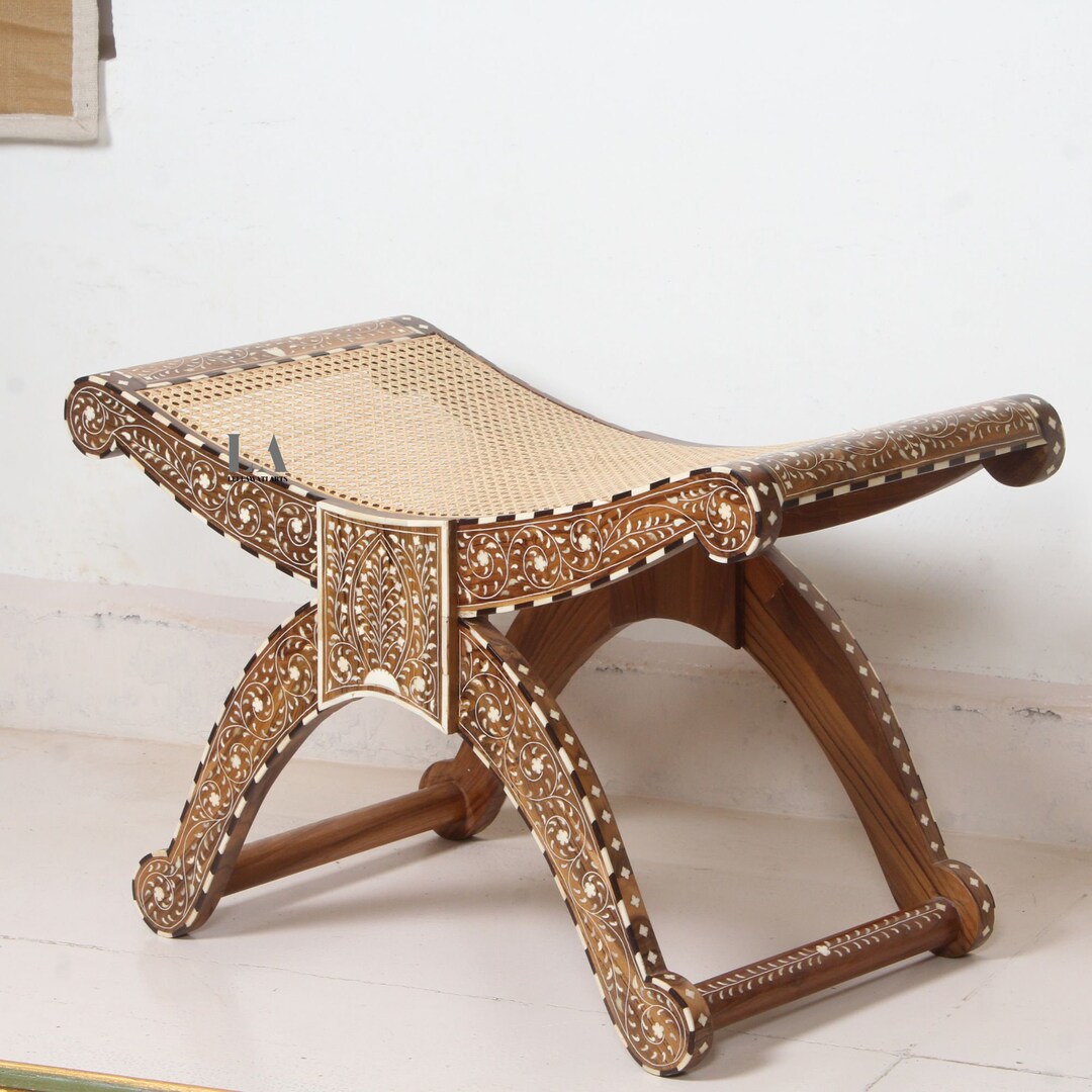Wood Inlay Roaming Chair Handmade Caning Accent Chair - Etsy