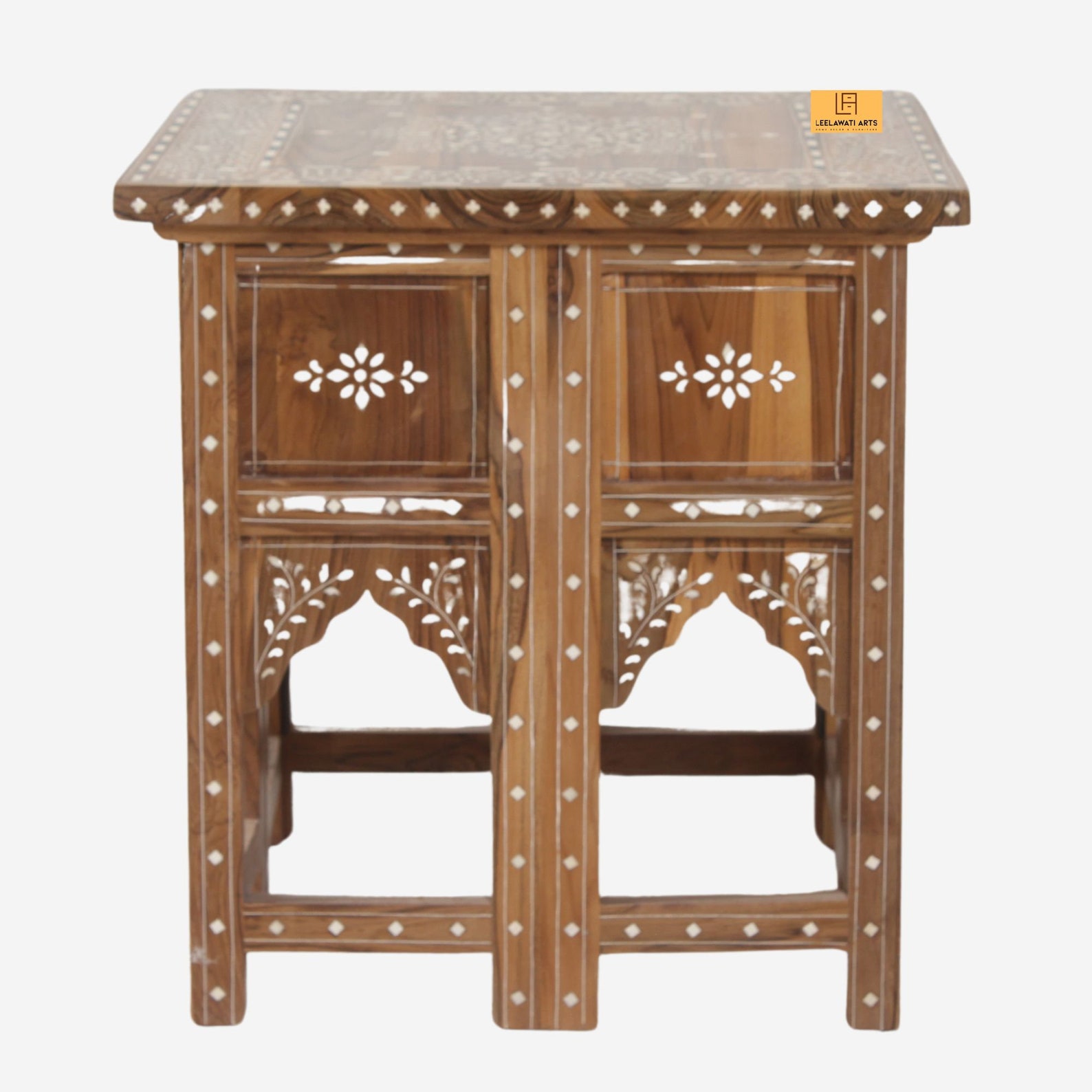 Wood Bone Inlaid Table Home Décor | Wood Bone Inlay Side Table ...