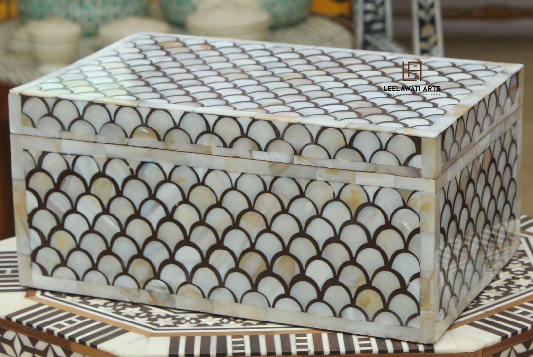 Home Décor Mother of Pearl Inlay Design Jewelry Decorative Storage ...