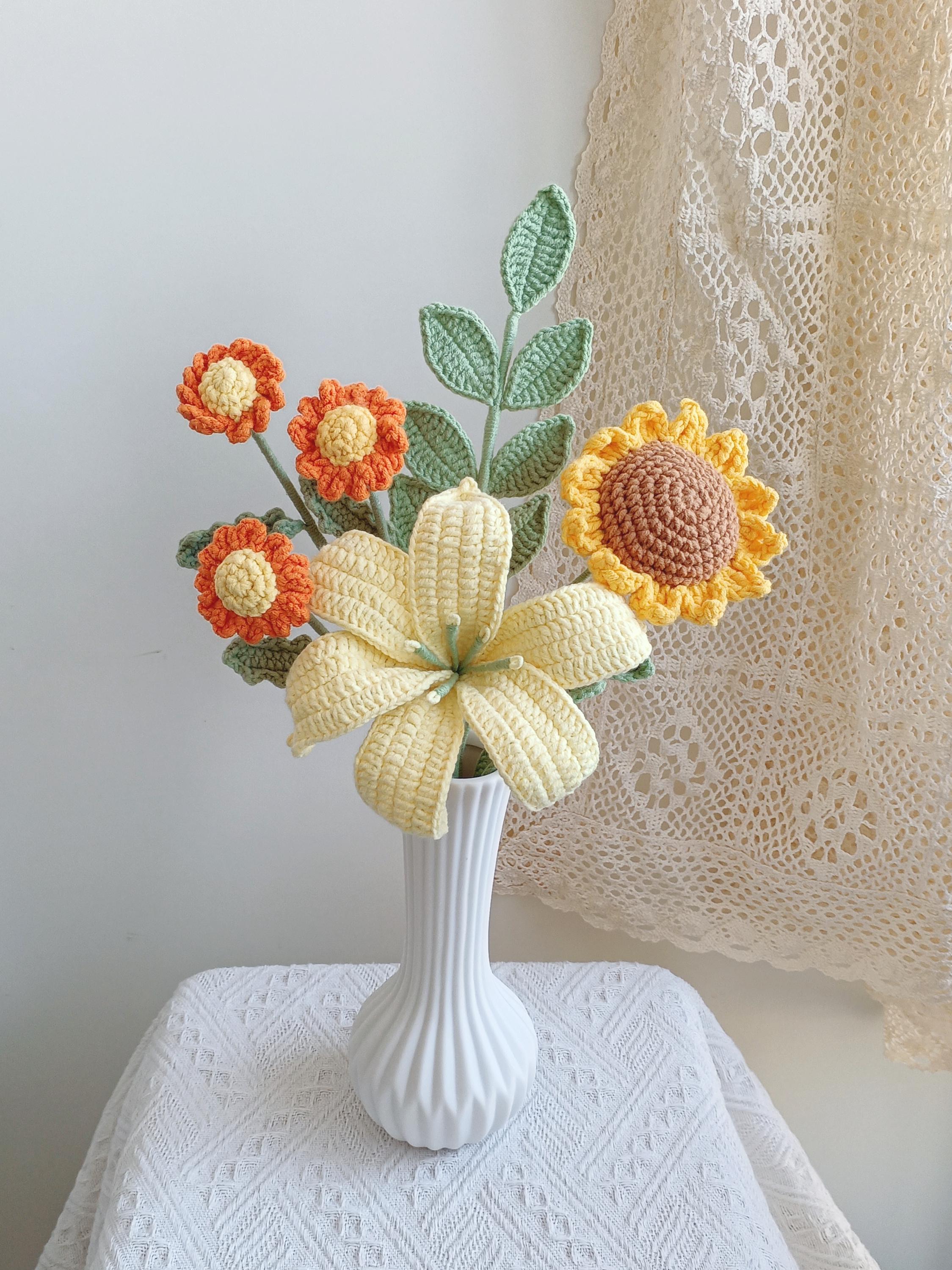 Crochet Lily Rose Bouquet, Crochet Lily Bouquet Flowers, Valentines Day ...