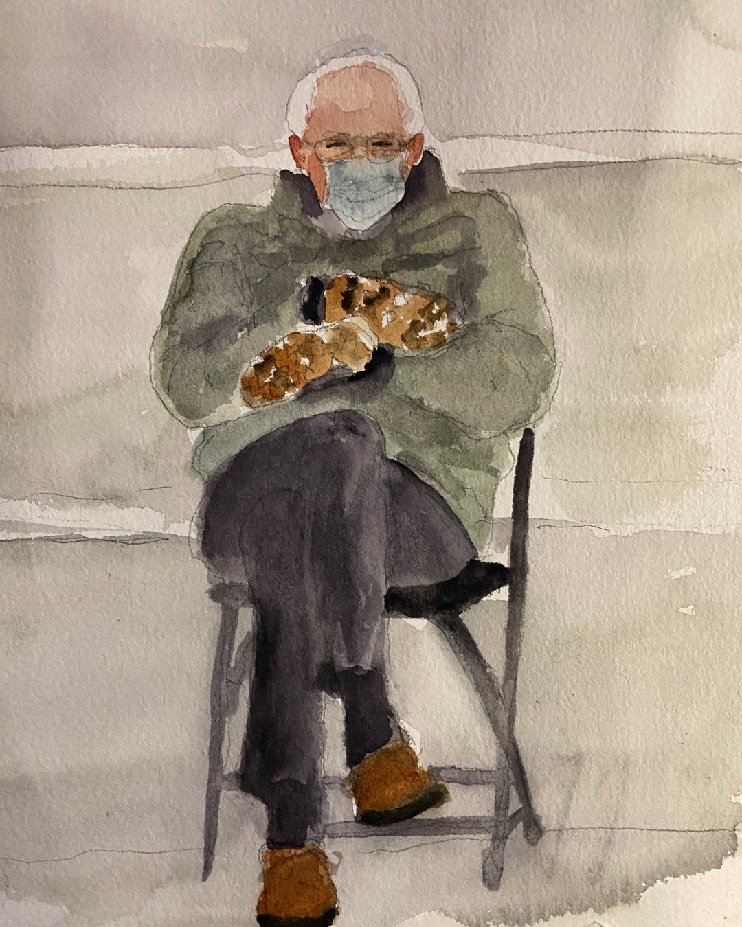 Bernie Sanders Mittens Watercolor Wall Art Print - Etsy