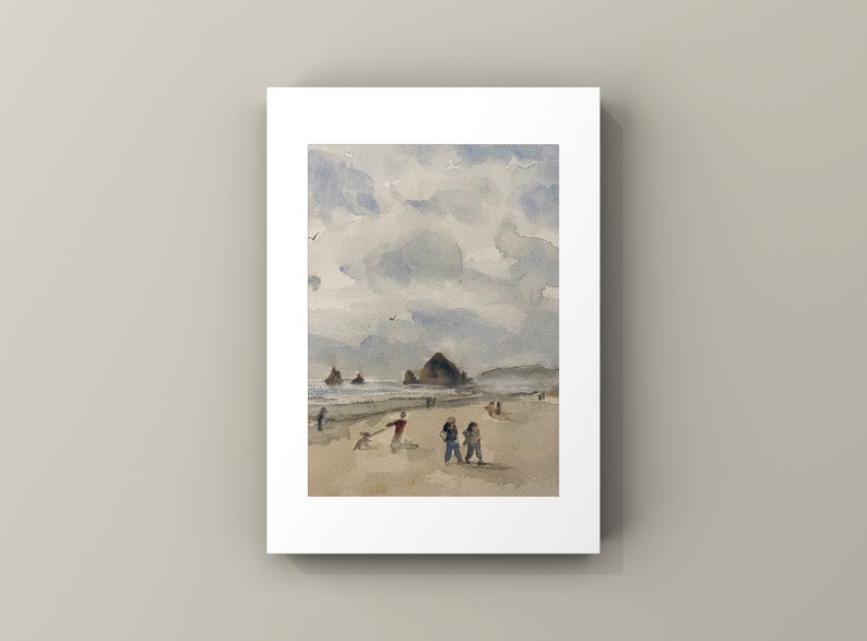 CANNON BEACH PRINT Handmade Painting Clouds Abstract Art | Etsy