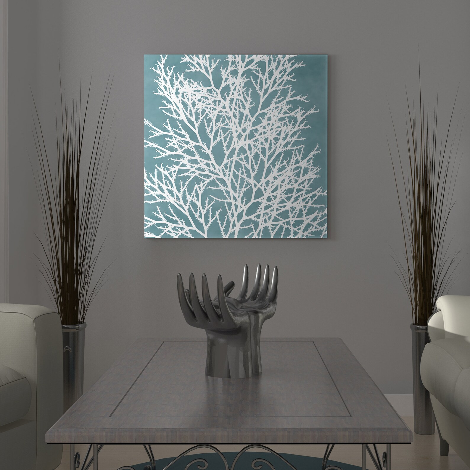 Blue Sea Leaves Nautical Ocean Modern Graphic Art Print on | Etsy