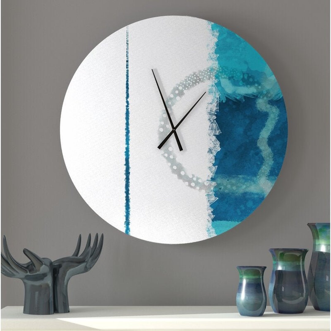 Reloj de pared Kappa / Reloj abstracto de bellas artes azul y - Etsy España