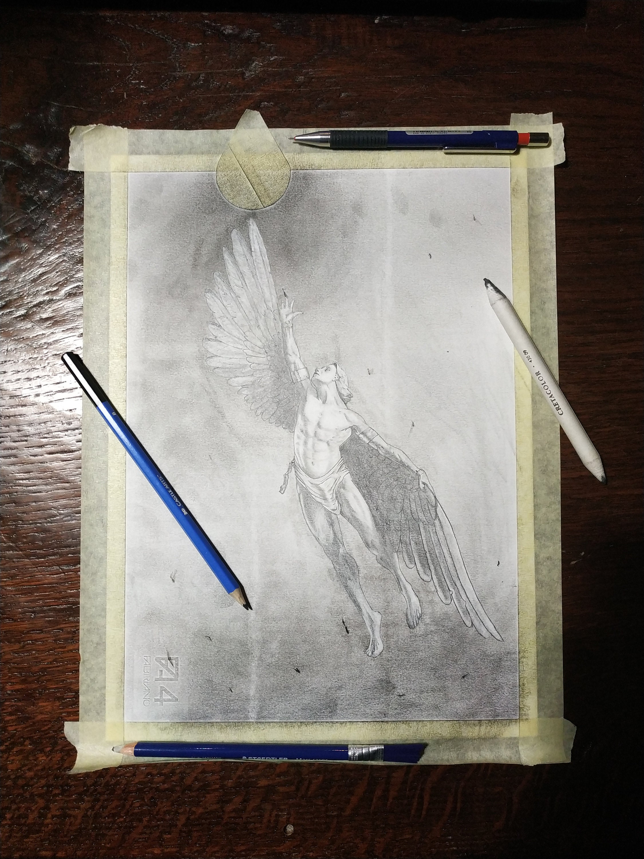 Icarus Rise - Pencil Illustration Print - Etsy