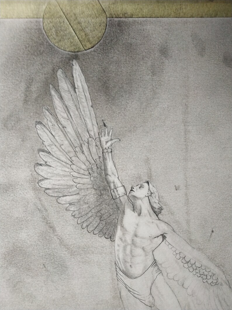Icarus Rise - Pencil Illustration Print - Etsy