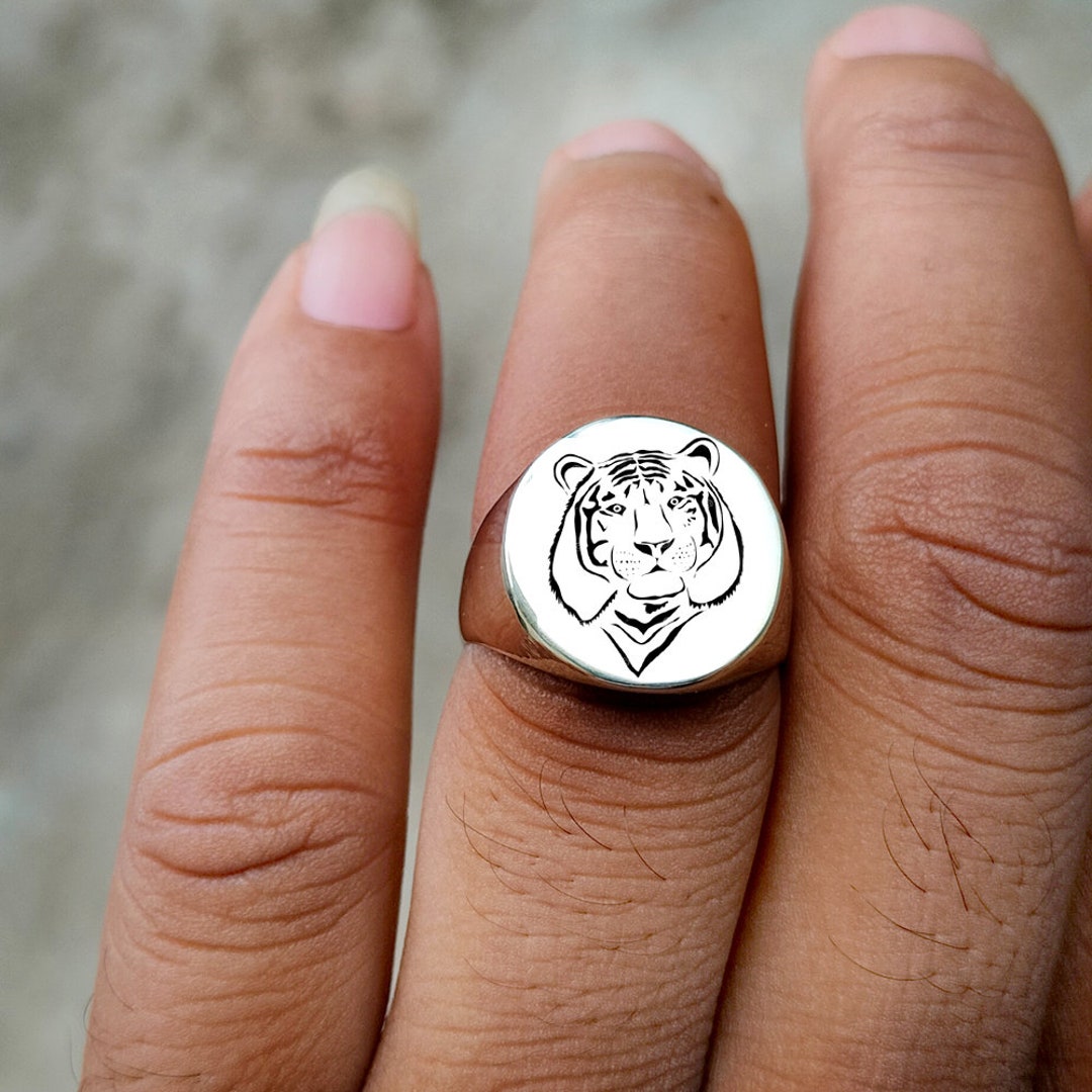 Lion Signet Ring, Bunny Pinky Ring, Zodiac Animal Ring, Animal Lover ...