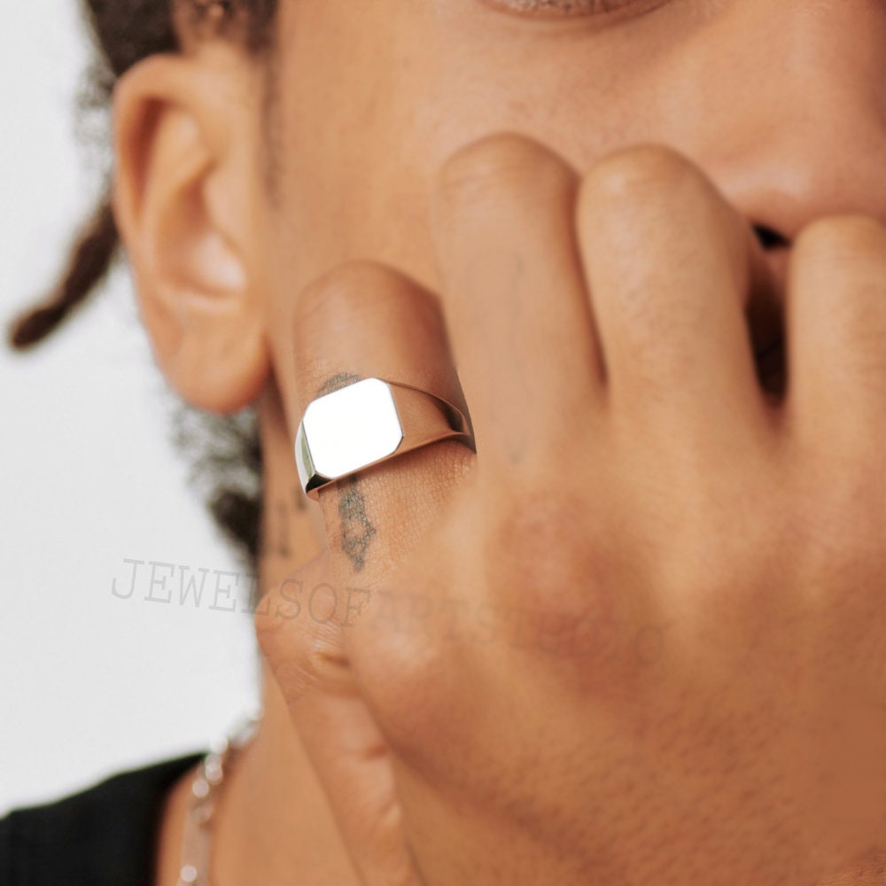 Personalized Signet Ring ,custom Blank Ring Personalized Square , Gifts ...
