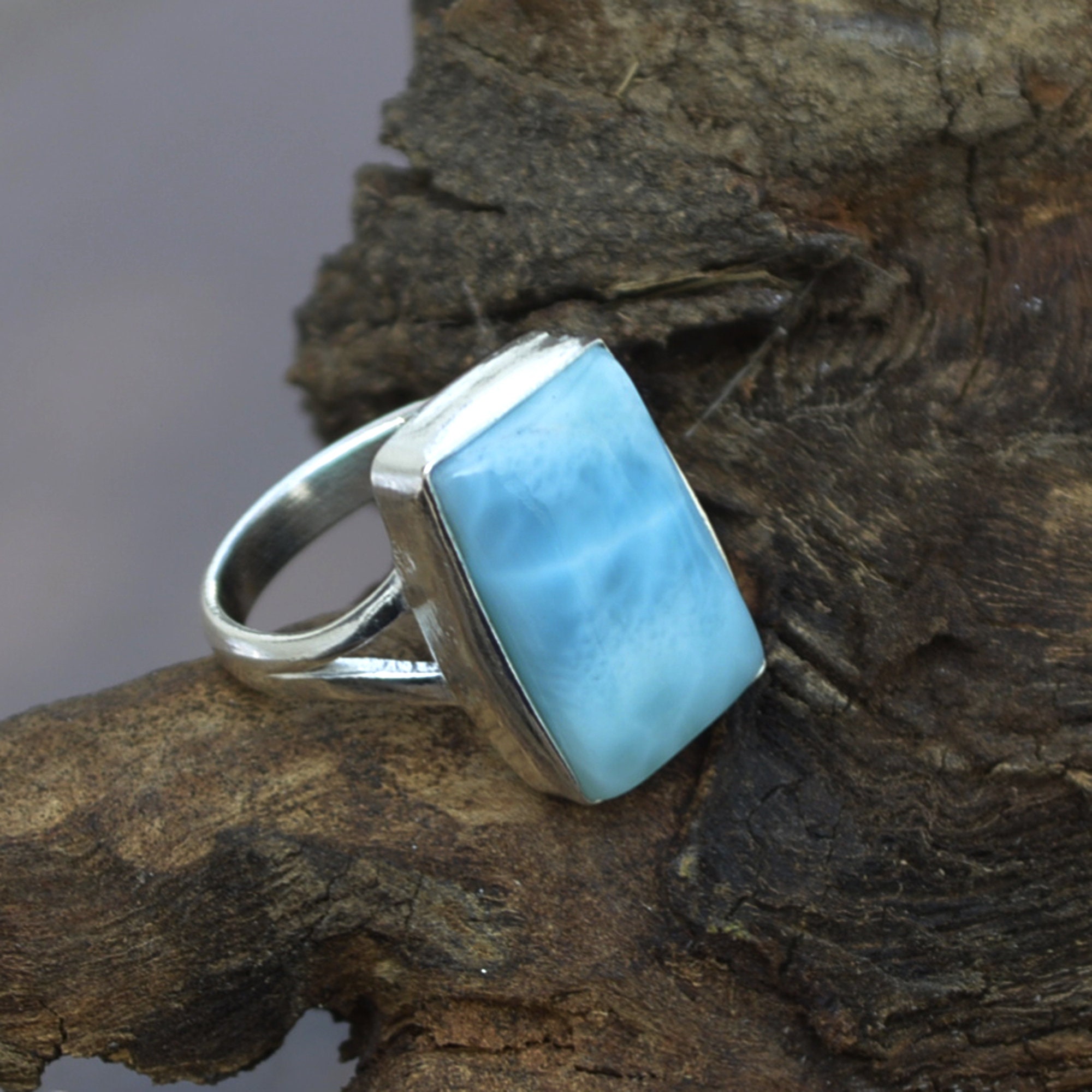 Anillo Larimar dominicano, Anillo de piedra preciosa Larimar pectolita ...