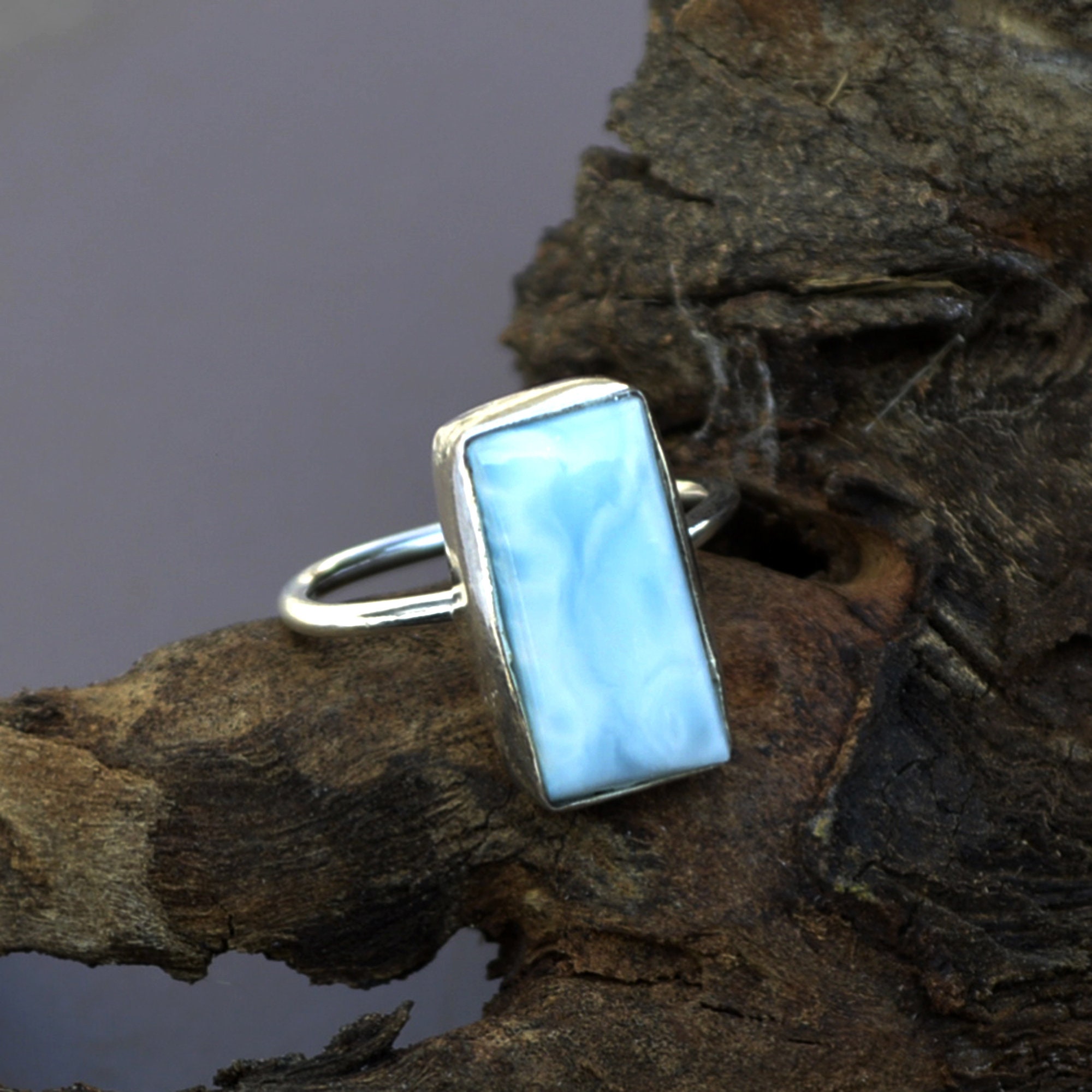 Natural Larimar Ring Pectolite Larimar Gemstone Ring Cushion - Etsy UK