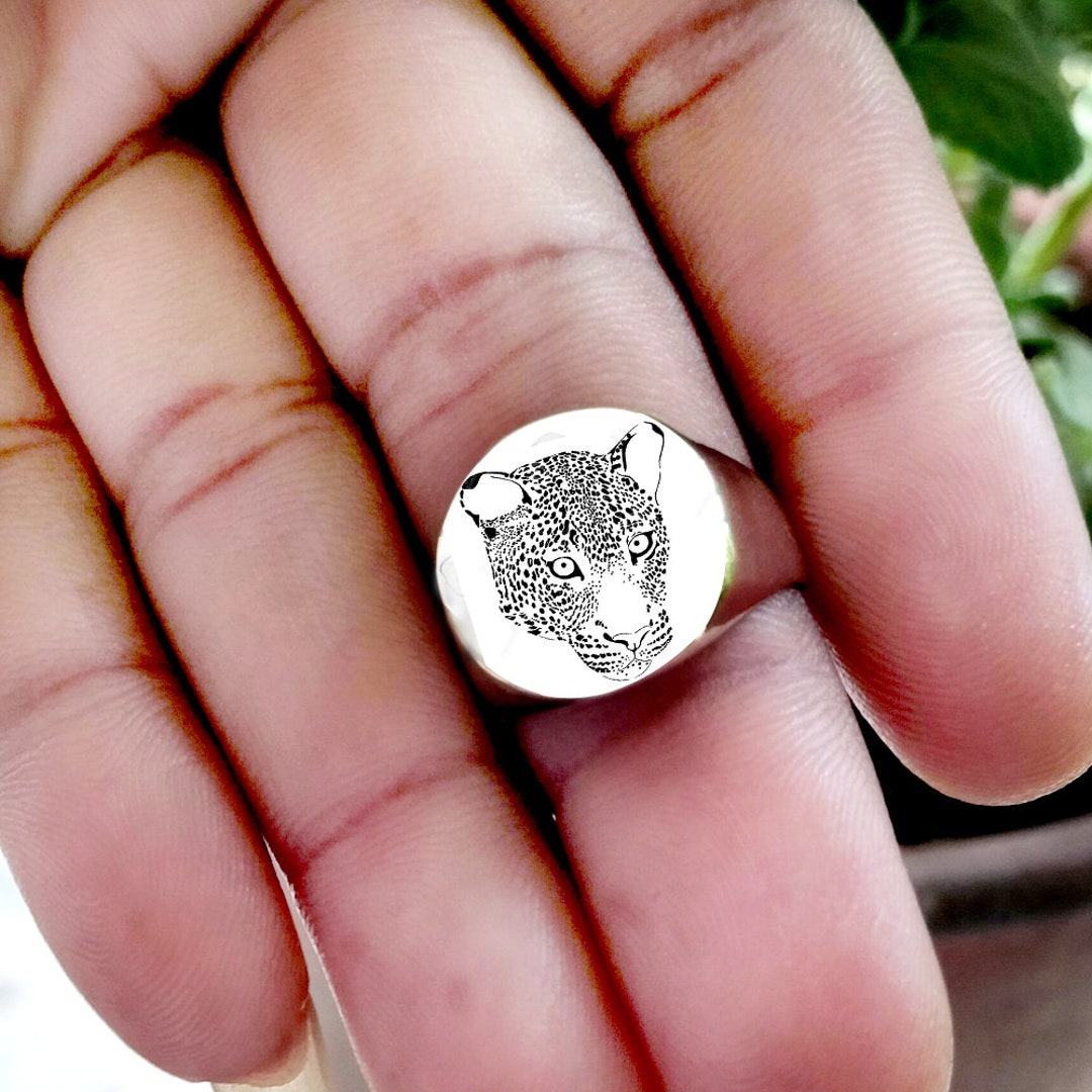 Leopard Signet Ring, Bunny Pinky Ring, Zodiac Animal Ring, Animal Lover ...