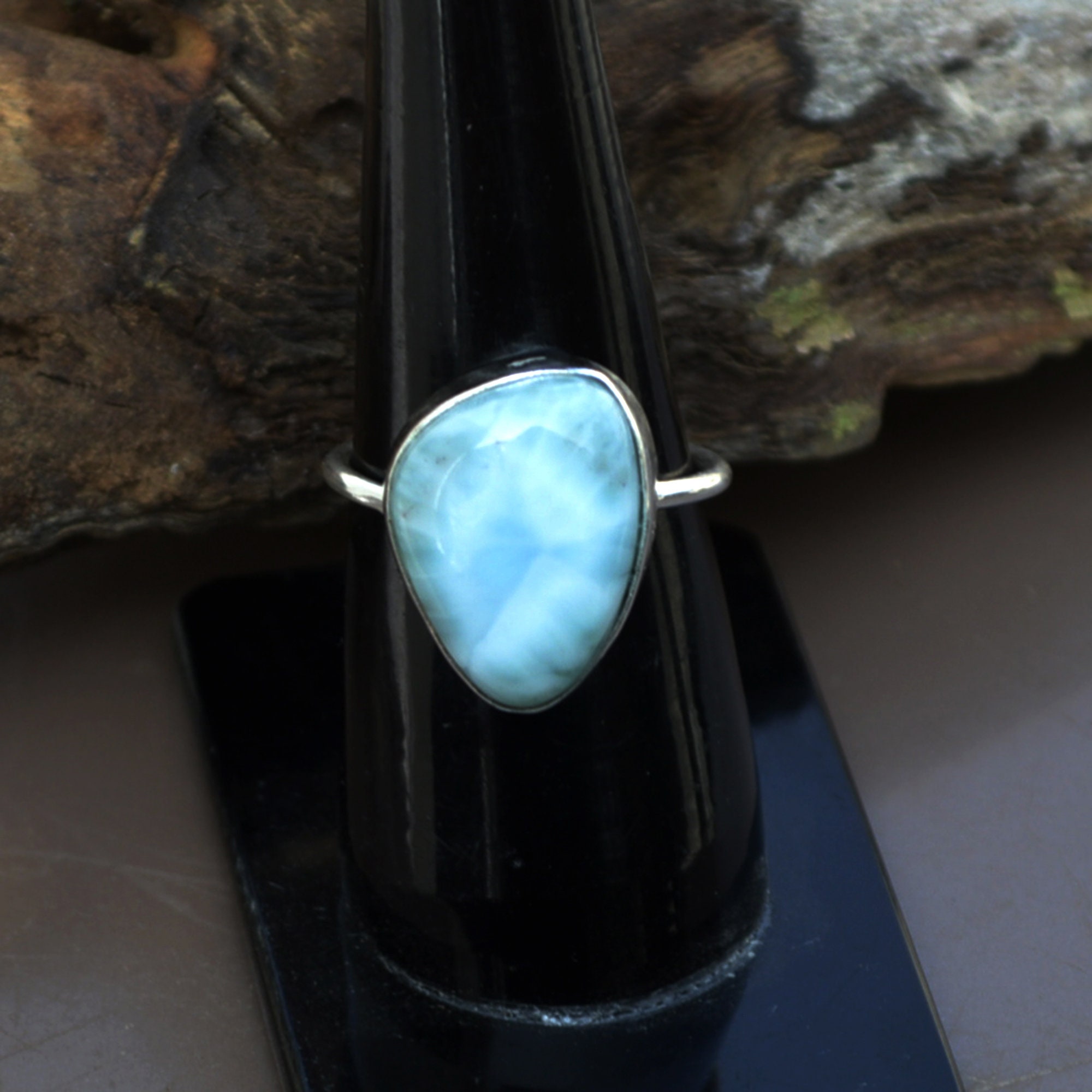 Natural Larimar Ring Pectolite Larimar Gemstone Ring - Etsy UK