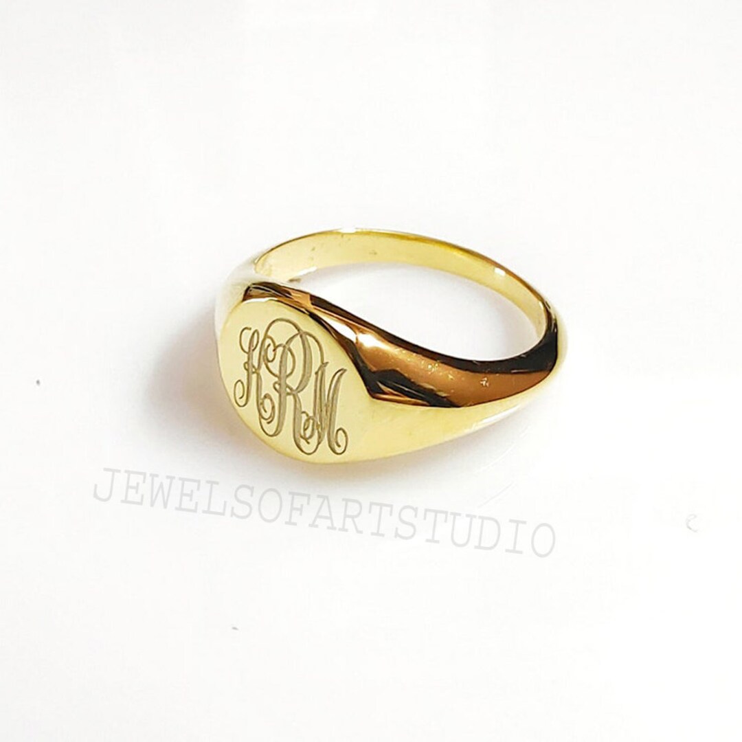 Signet Monogram Ring, Personalized Engraved Rings, Monogram Signet Ring ...