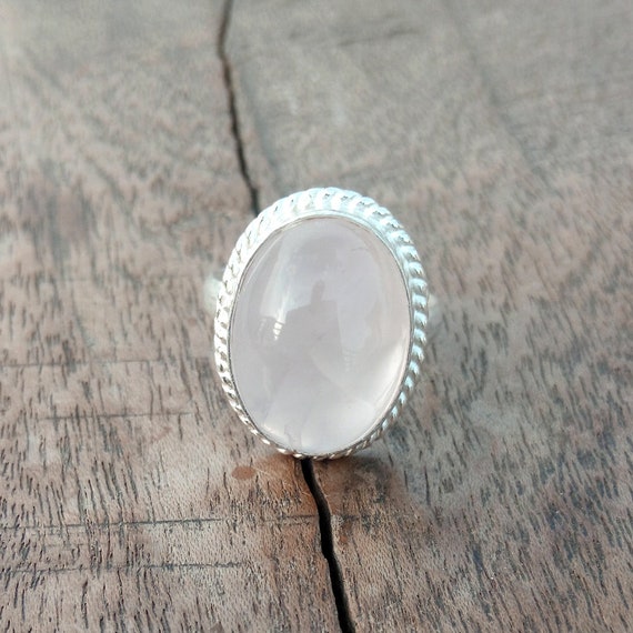 Genuine Rose Quartz Gemstone 925 Sterling Silver Ring Artisan | Etsy