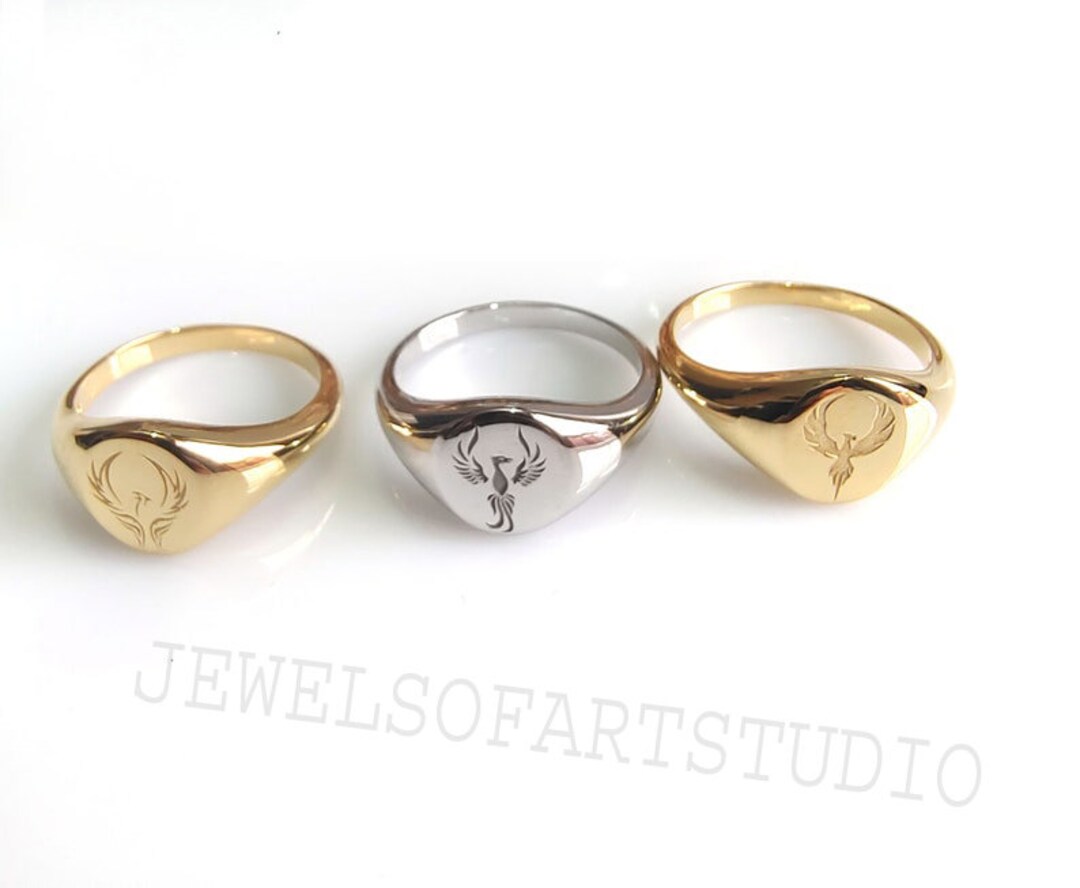 Signet 925 Sterling Silver Phoenix Ring, Signet Ring, Animal Ring ...