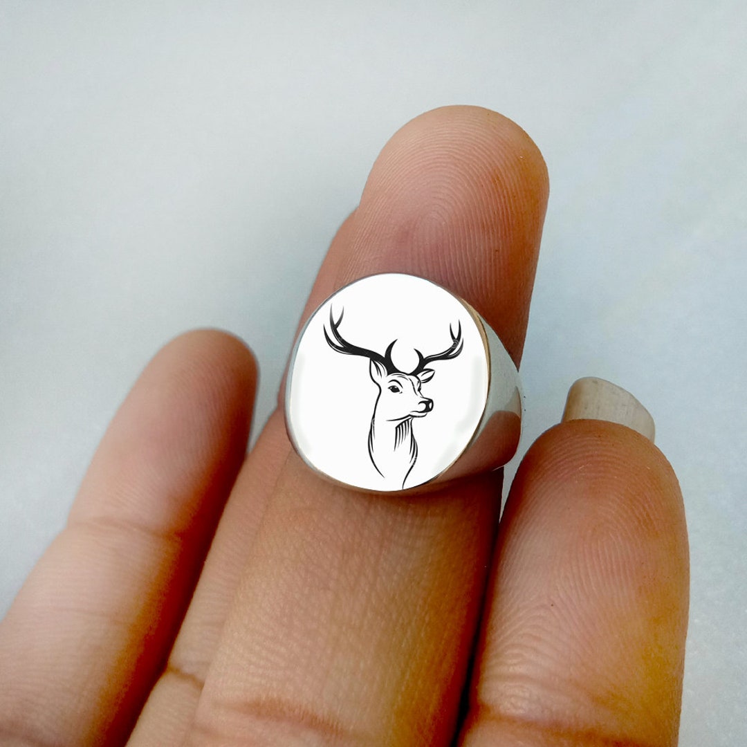 Deer Antler Signet Ring, Bunny Pinky Ring, Handmade Animal Jewelry ...