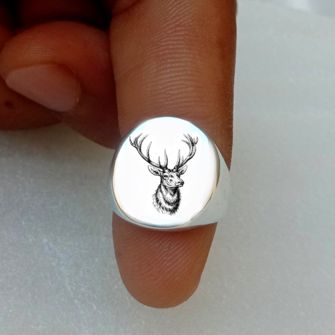 Deer Antler Signet Ring, Bunny Pinky Ring, Handmade Animal Jewelry ...