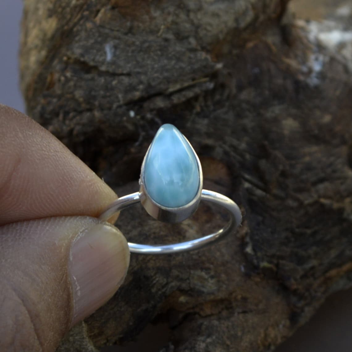 Anillo Larimar, Anillo de piedra preciosa Larimar dominicano, Anillo ...