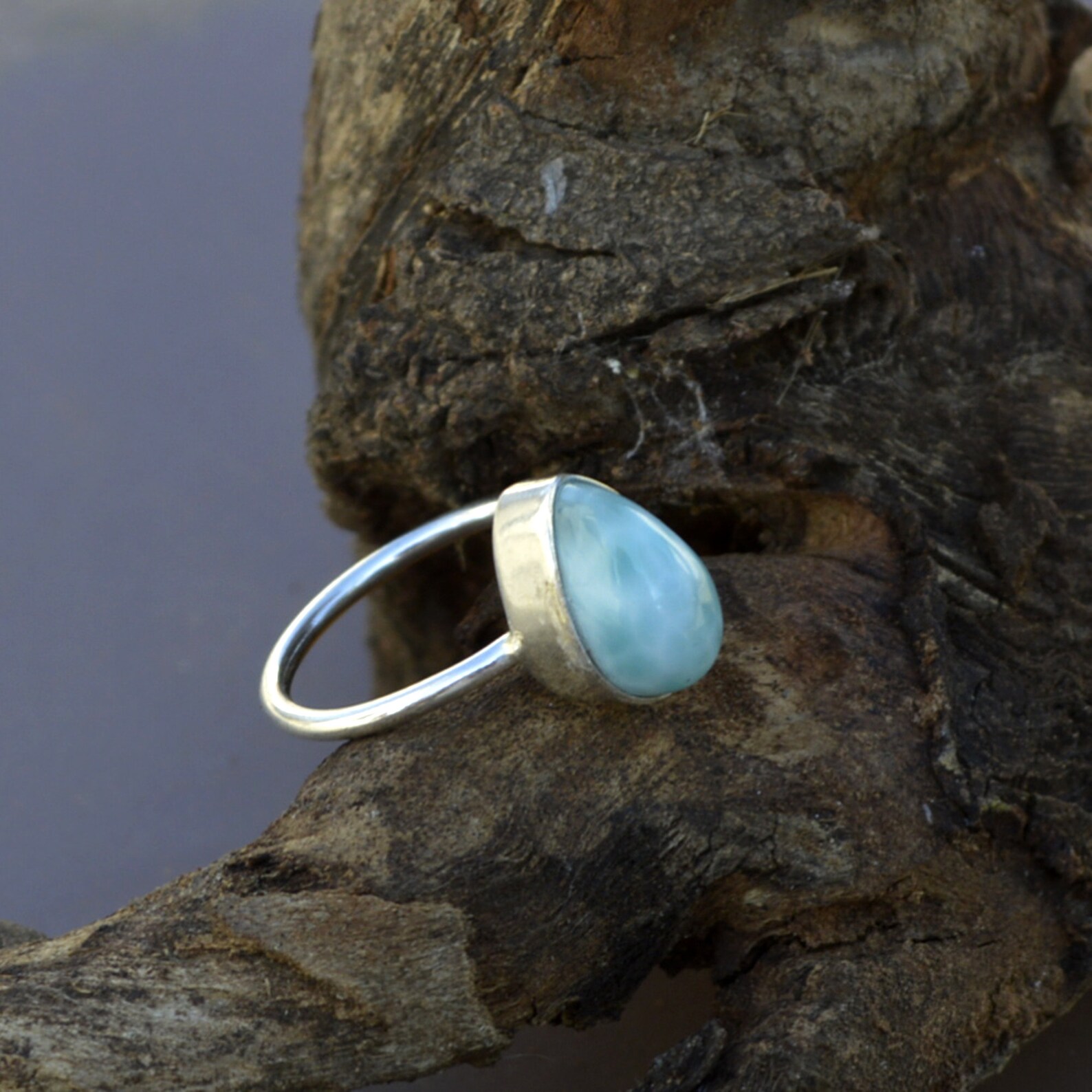 Anillo Larimar, Anillo de piedra preciosa Larimar dominicano, Anillo ...