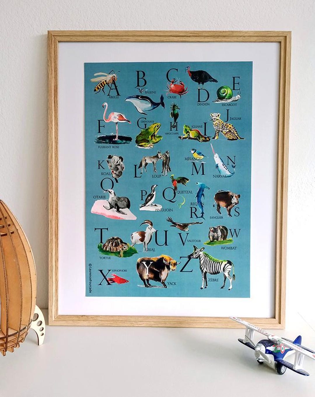 Handmade Alphabet Poster With Watercolor Animals - Etsy