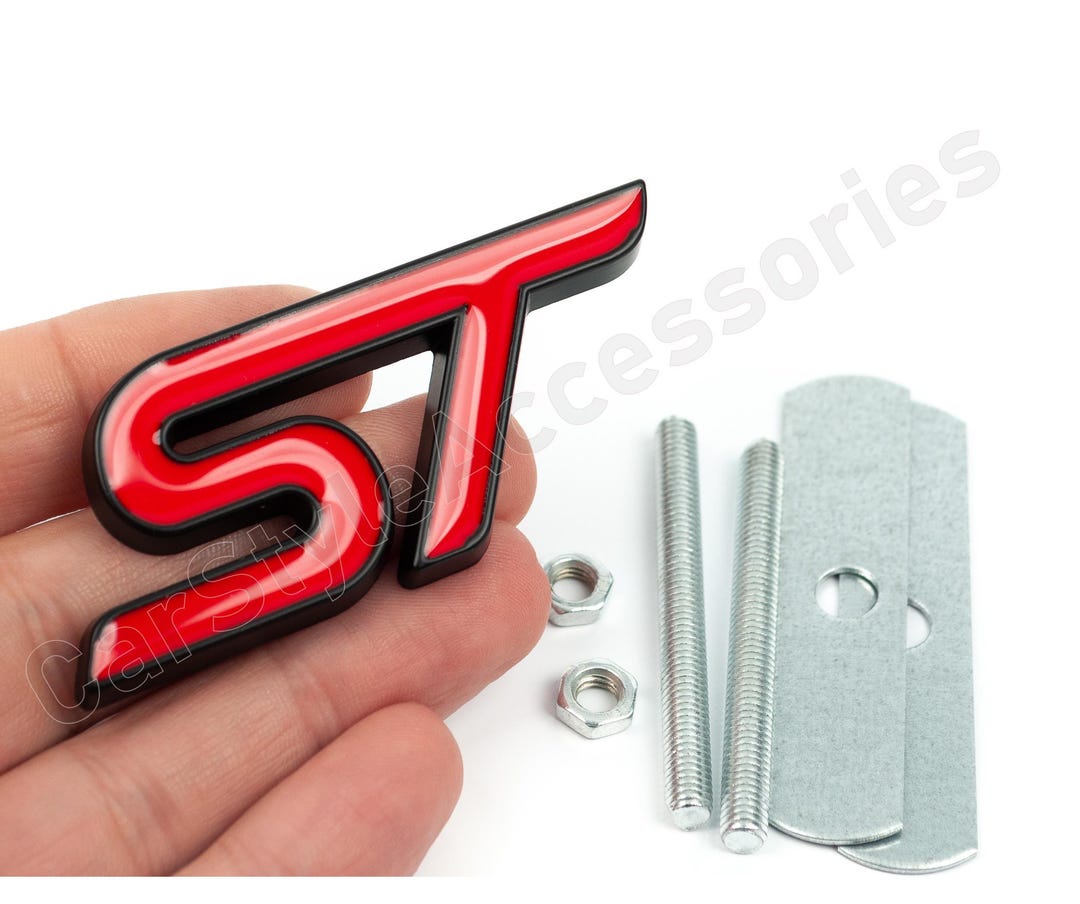 Front Radiator Grille Emblem Focus ST Badge With Montage Bolts Red and ...