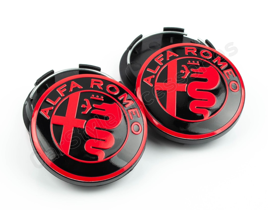 Alfa Romeo Red Wheel Center Caps Full Set for 145 147 156 166 GTV ...