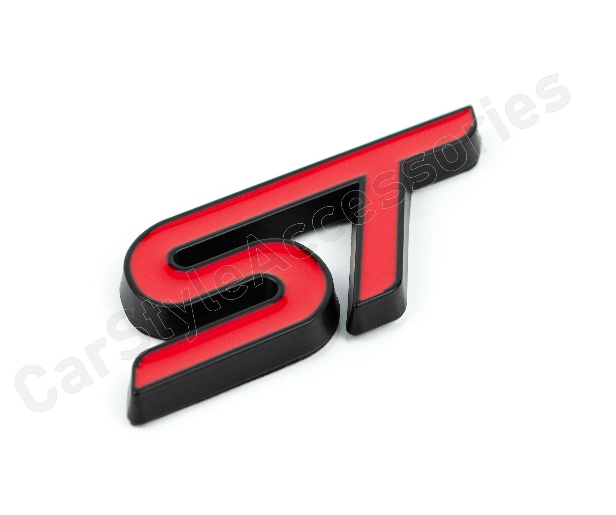 Rear Bumper Ford ST 3D Metal Badge Black and Red Emblem Focus Strong ...