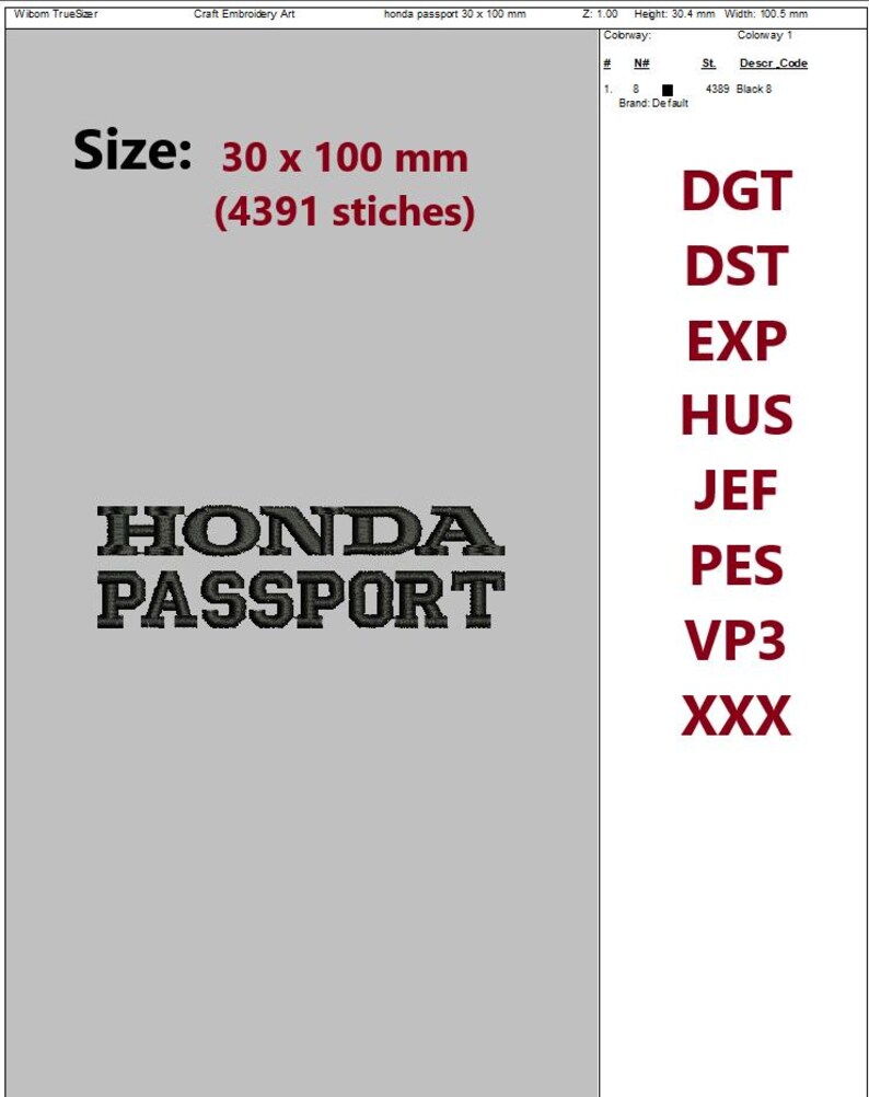 Set of Honda Machine Embroidery Designs. - Etsy