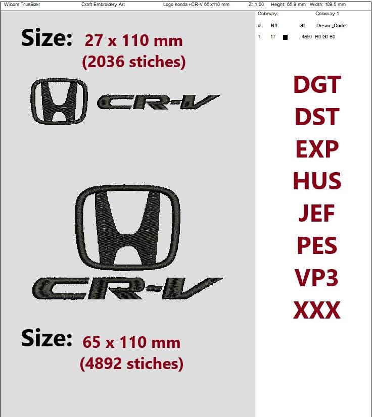 Set of Honda Machine Embroidery Designs. - Etsy