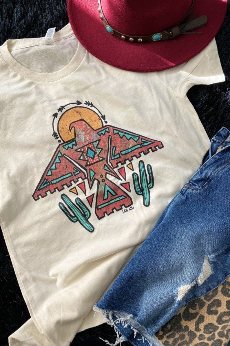Western Aztec Thunderbird, Women's Tees, T-shirt, Country, Wild West ...