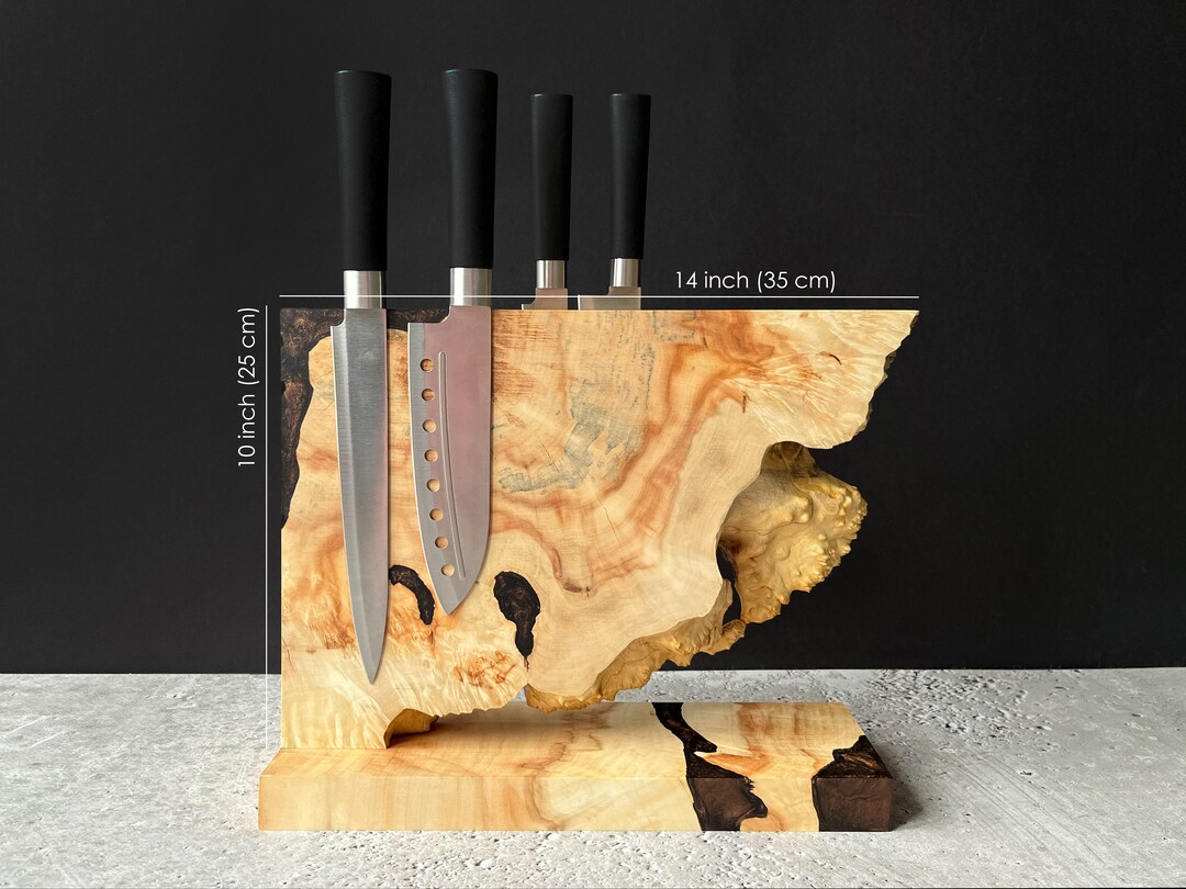 Wooden Magnetic Knife Block,live Edge Wood Knife Holder,knive Stand ...