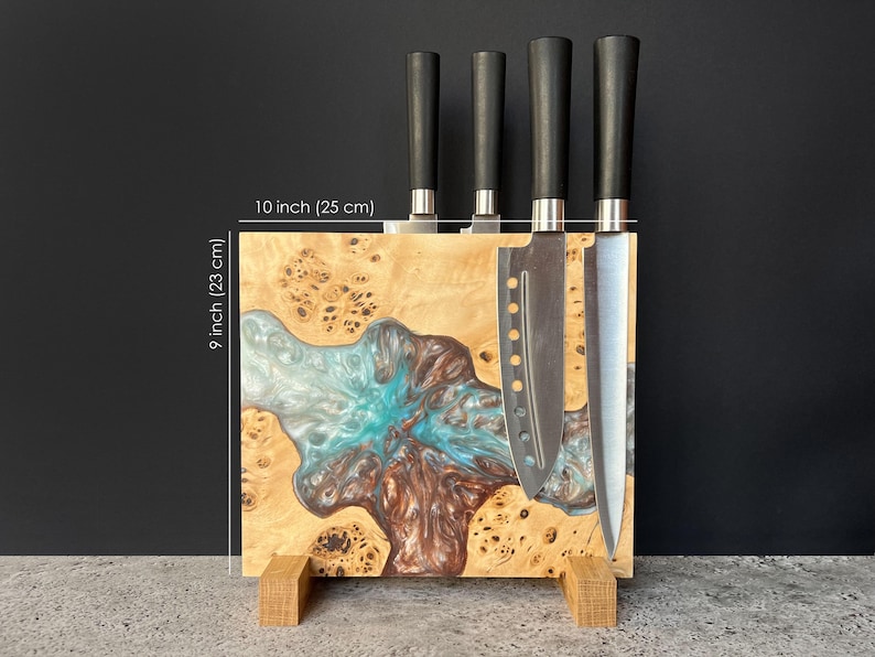 Magnetic Knife Block Countertop,hardwood Knife Stand,wood Epoxy Resin ...