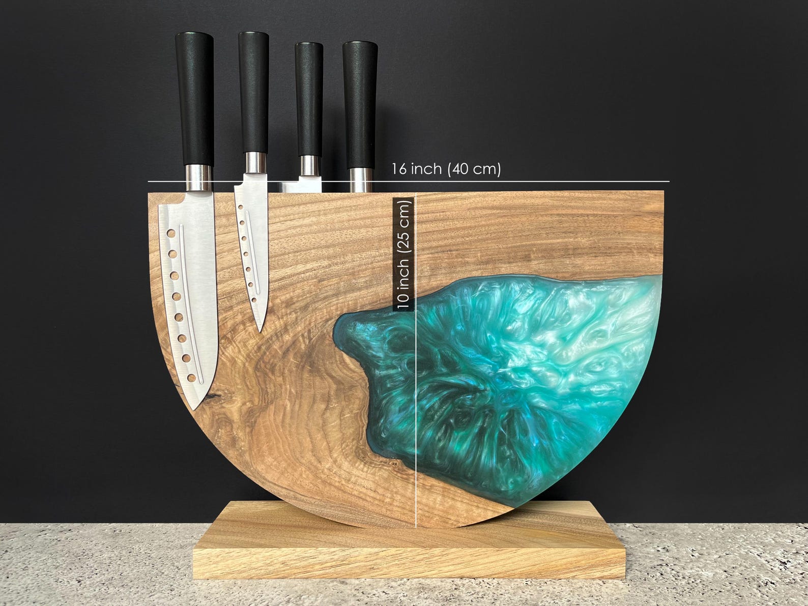 Magnetic Knife Block Countertop,hardwood Knife Stand,wood Epoxy Resin ...
