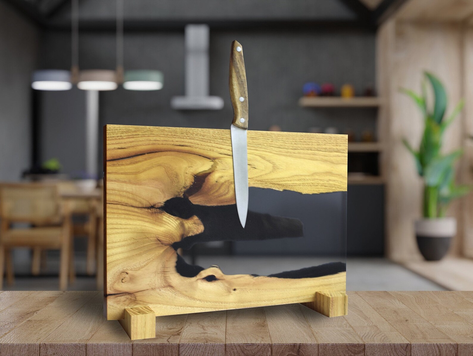 Wooden Magnetic Knife Rack Holder with Epoxy Resinknife | Etsy