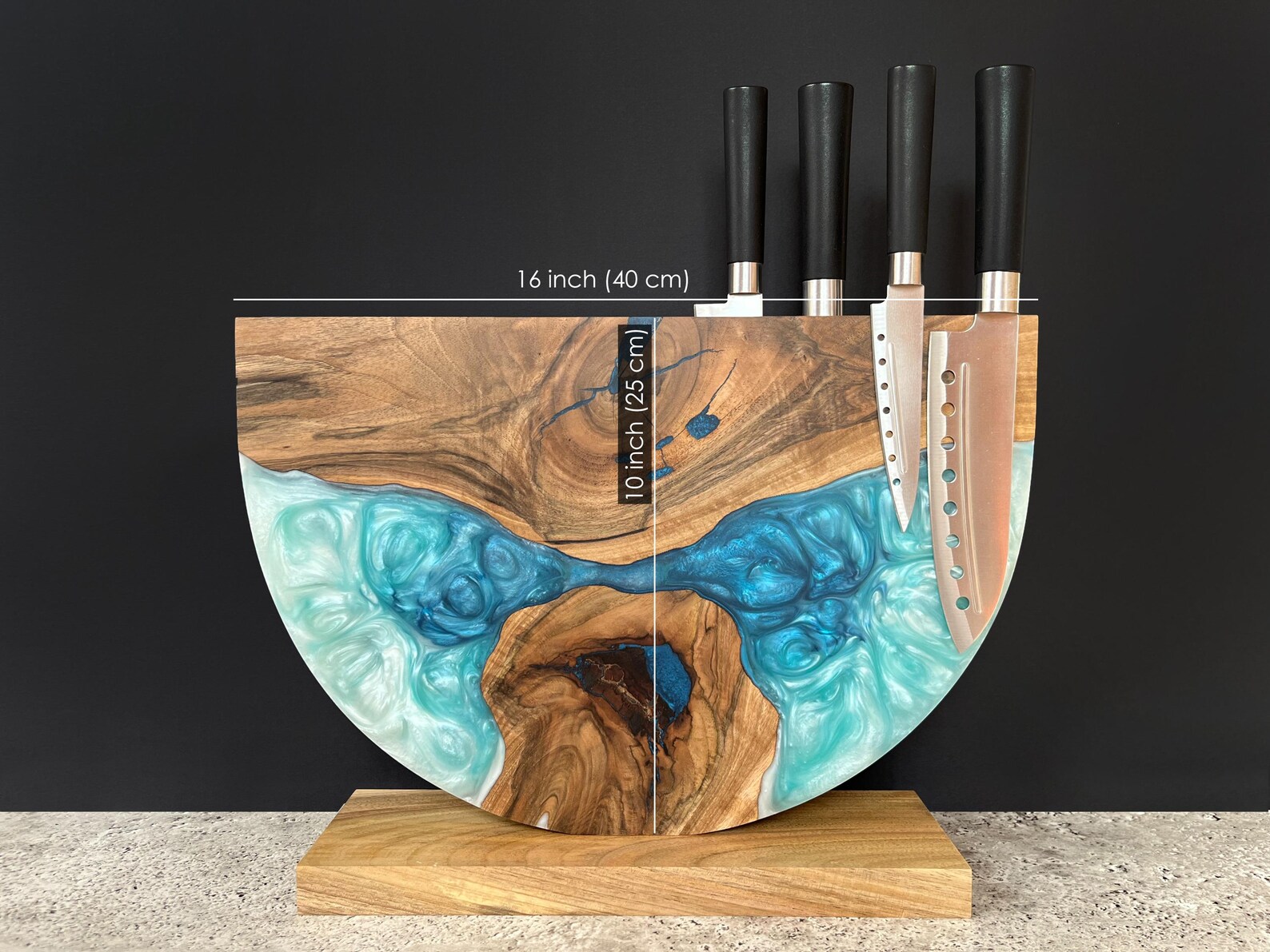 Magnetic Knife Block Countertop,hardwood Knife Stand,wood Epoxy Resin ...