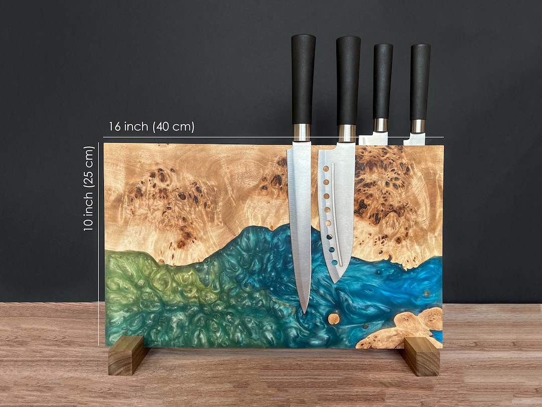 Wooden Magnetic Knife Blockmagnetic Knife Holderepoxy Resin - Etsy
