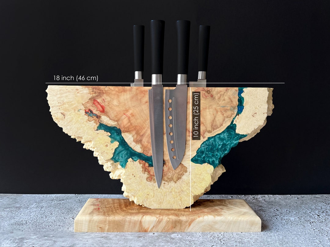 Wood Magnetic Knife Block,live Edge Burl Wood Knife Display,custom ...
