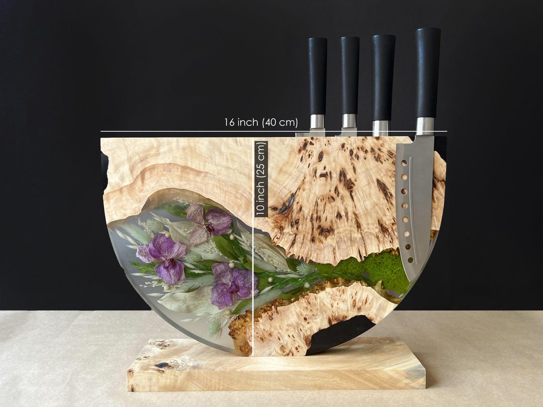 Magnetic Knife Holder Countertop,wooden Knife Block,epoxy Resin Wood ...