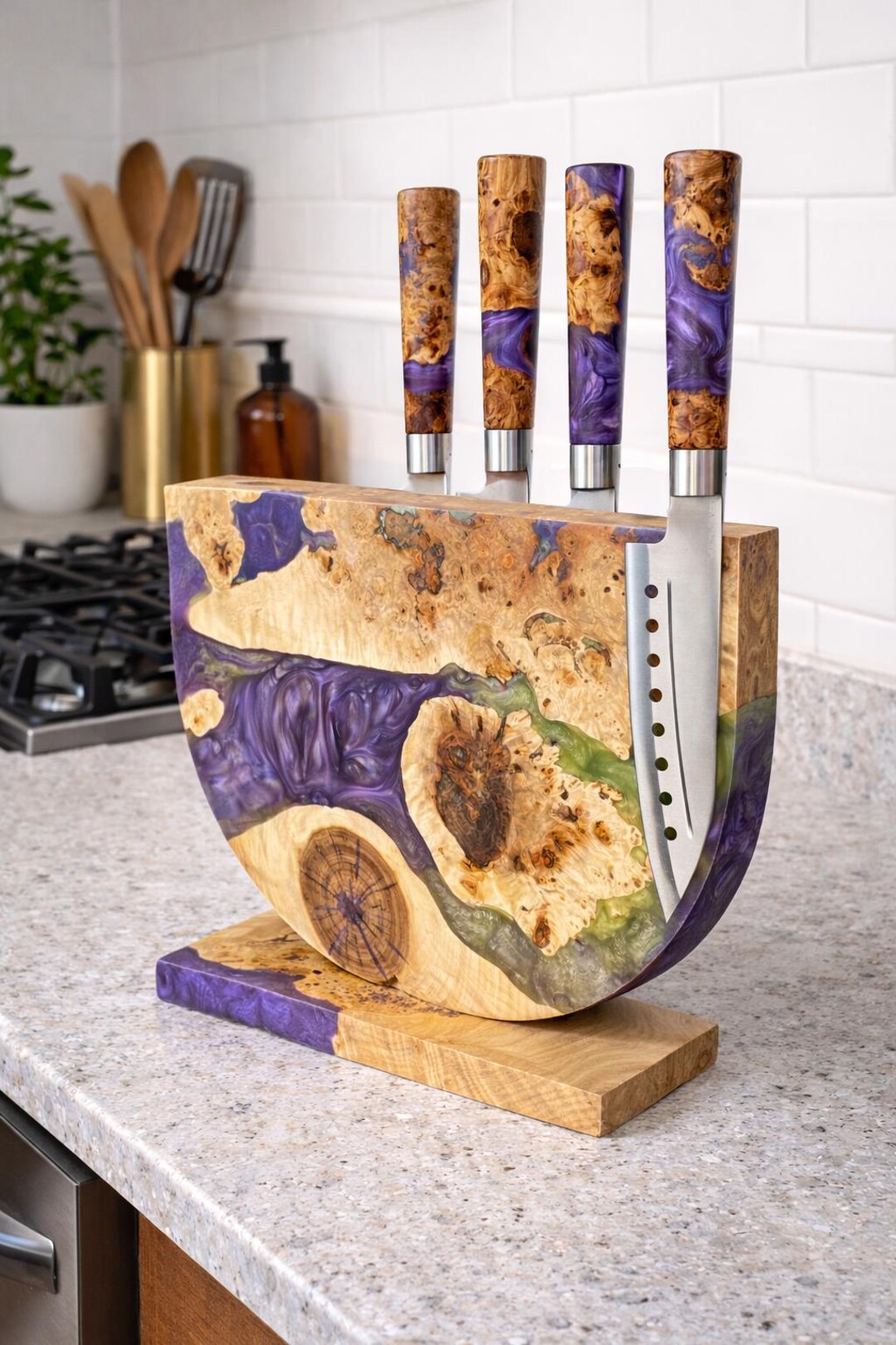 Magnetic Knife Block Freestanding for Countertop From Epoxy Resin and ...