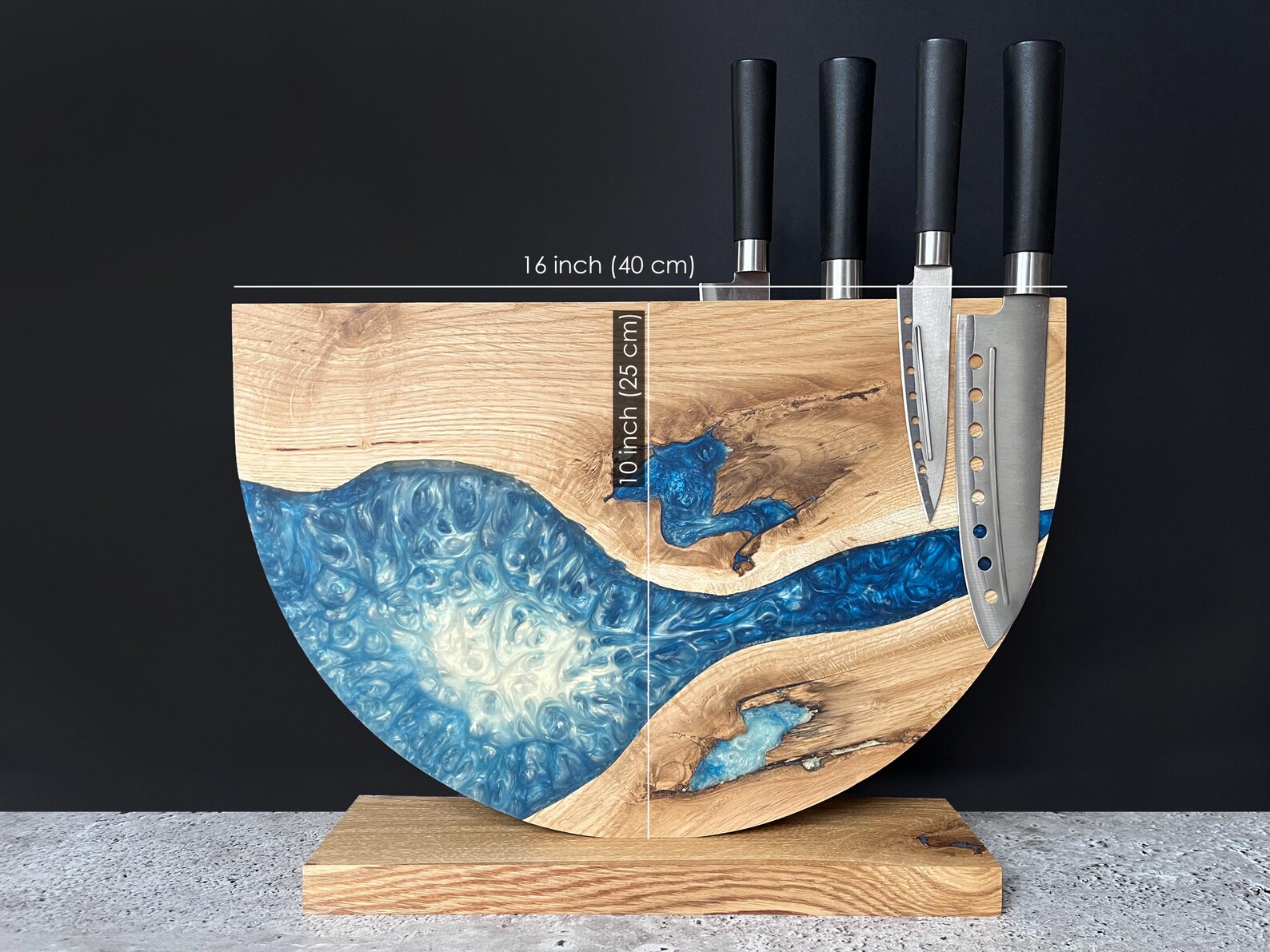 Magnetic Knife Block Countertop,hardwood Knife Stand,wood Epoxy Resin ...
