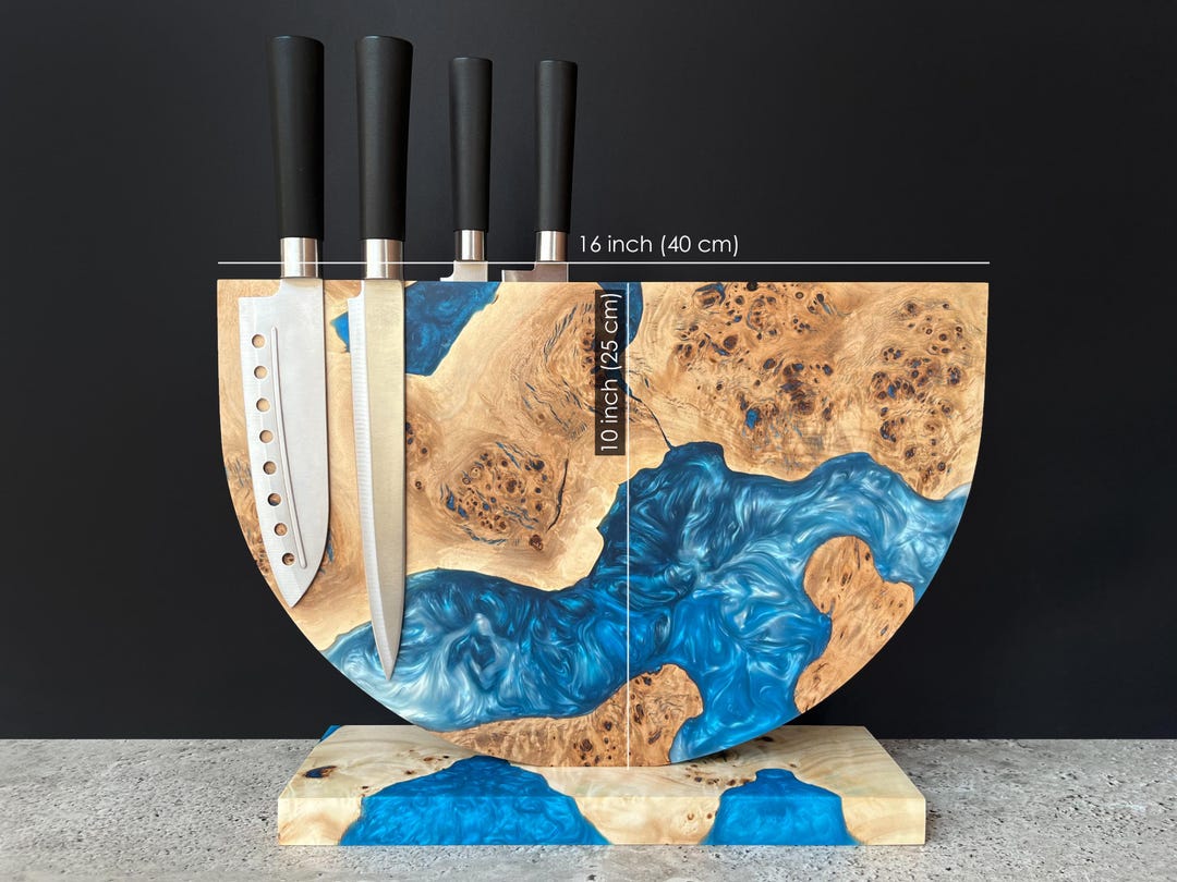 Magnetic Knife Holder Countertop,wooden Knife Block,epoxy Resin Wood ...