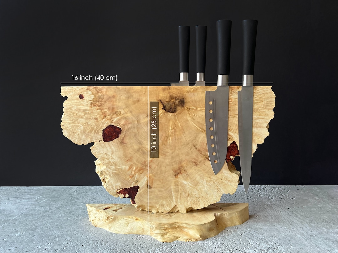 Magnetic Knife Block Countertop,wooden Knife Holder,epoxy Resin Wood ...