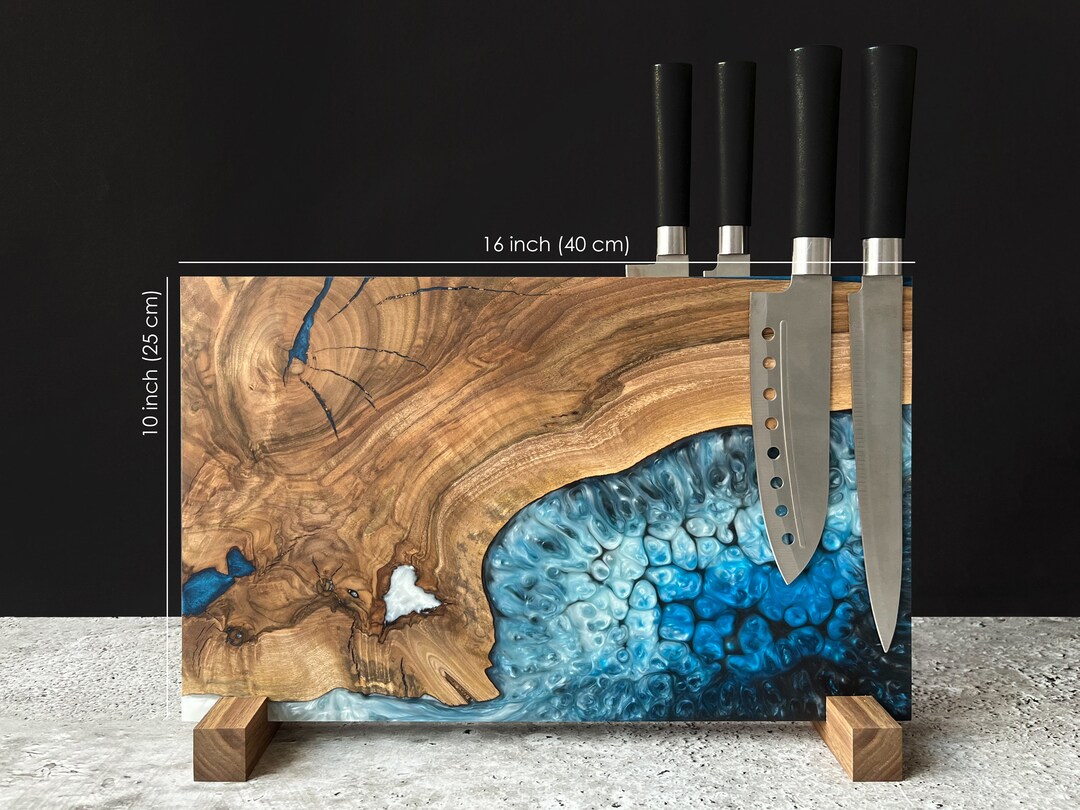 Magnetic Knife Holder Countertop,wooden Knife Block,epoxy Resin Wood ...