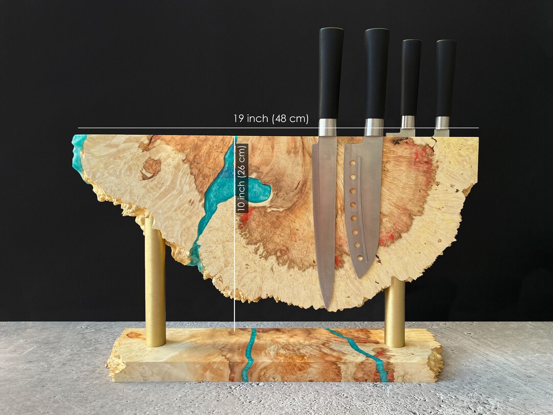 Magnetic Knife Block Countertop,wooden Knife Holder,epoxy Resin Wood ...